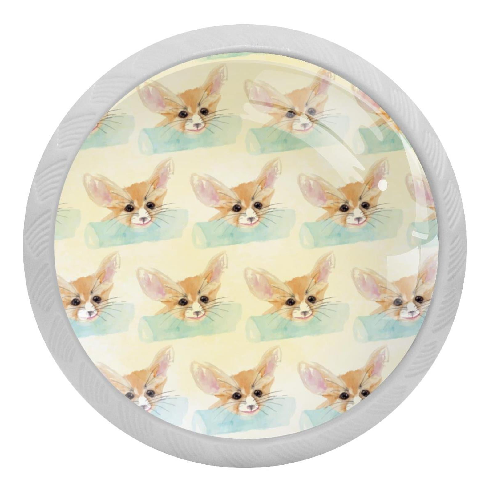 4PCS Round Fox Cabinet Fluorescence Knob Glowing in the Dark Furniture ...