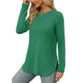 HXWCHs Women's Long Sleeve Casual Tunic top with Round Neck and Side ...
