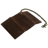 Men's Tri-fold Brown Leather Chain Wallet Motorcycle Rider Trucker ...