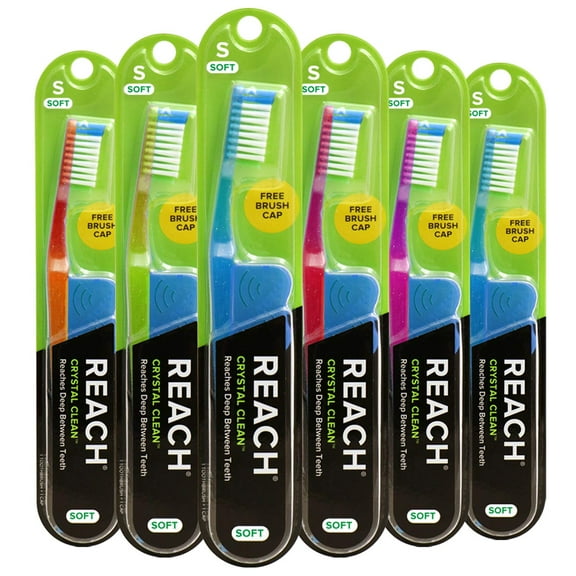 Reach Toothbrush Crystal Clean Soft Bristles, Removes Plaque, 6-Count ...