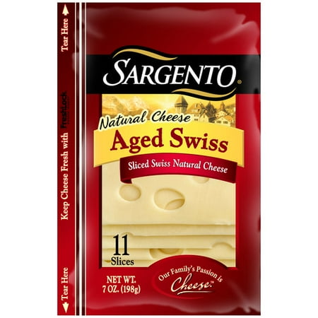 Sargento Aged Swiss Sliced Natural Cheese, 11 count, 7 oz - Walmart.com