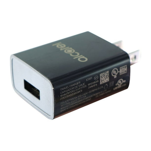 Alcatel (5V/1A) USB Wall Charger Power Adapter - Black w/ Logo (UC11US ...