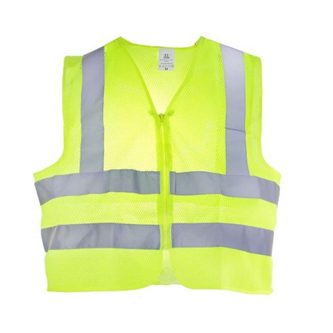 Neon Yellow High Visibility Front Zipper Mesh Safety Vest, XL - Walmart.com