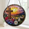 Botanical Sunset Glass Style Suncatcher – Decorative Window Art ...