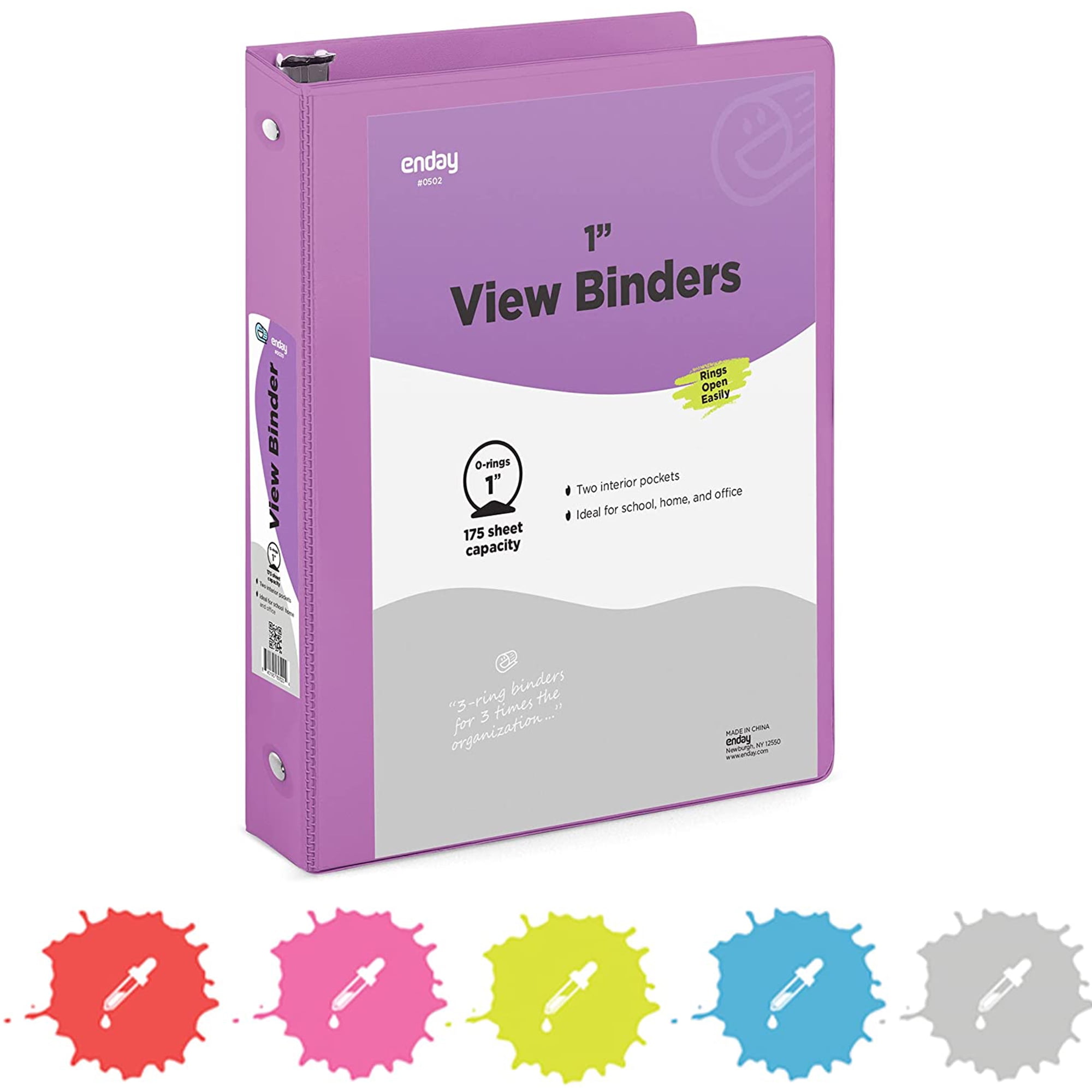 Enday 1 Inch Binder 3 Ring Binders with Pockets for Home, Office ...