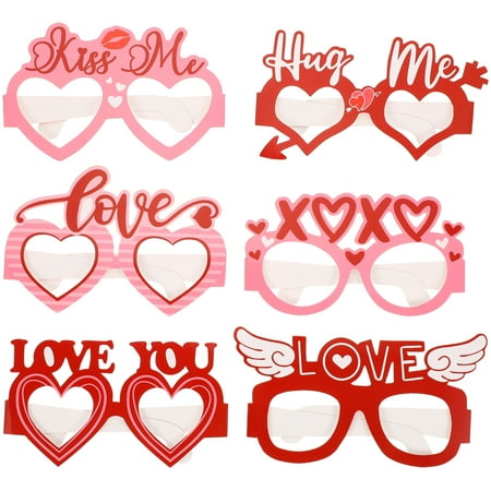 6pcs Valentine's Day Heart Glasses Paper Sunglasses Eyewear Valentine ...