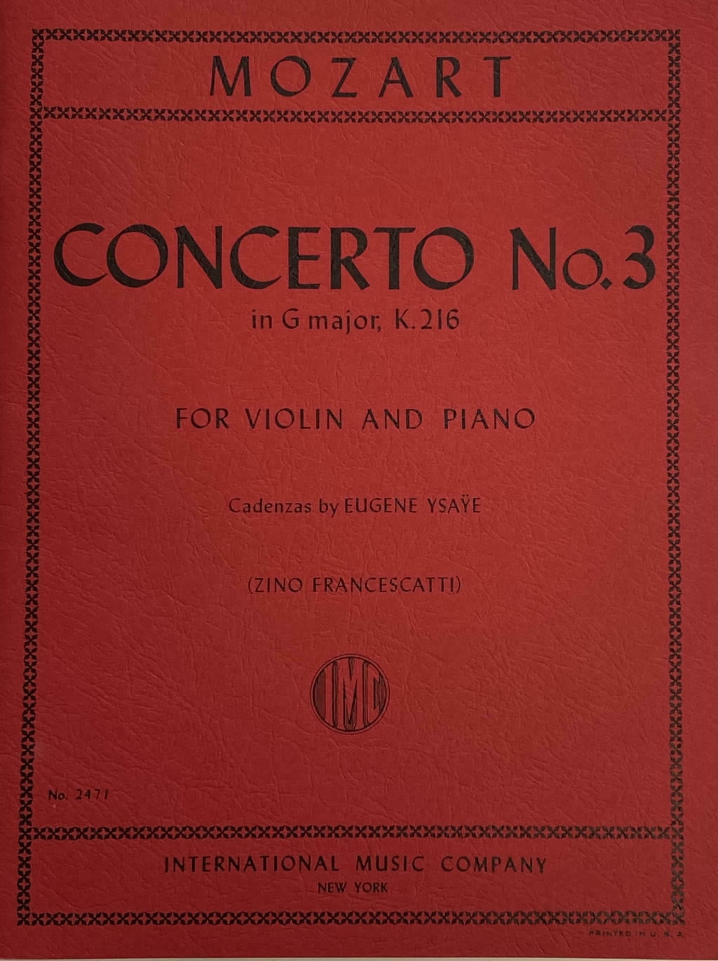 Mozart, Concerto No. 3 In G Major- K. 216, For Violin And Piano (IMC # 2471) - Walmart.com