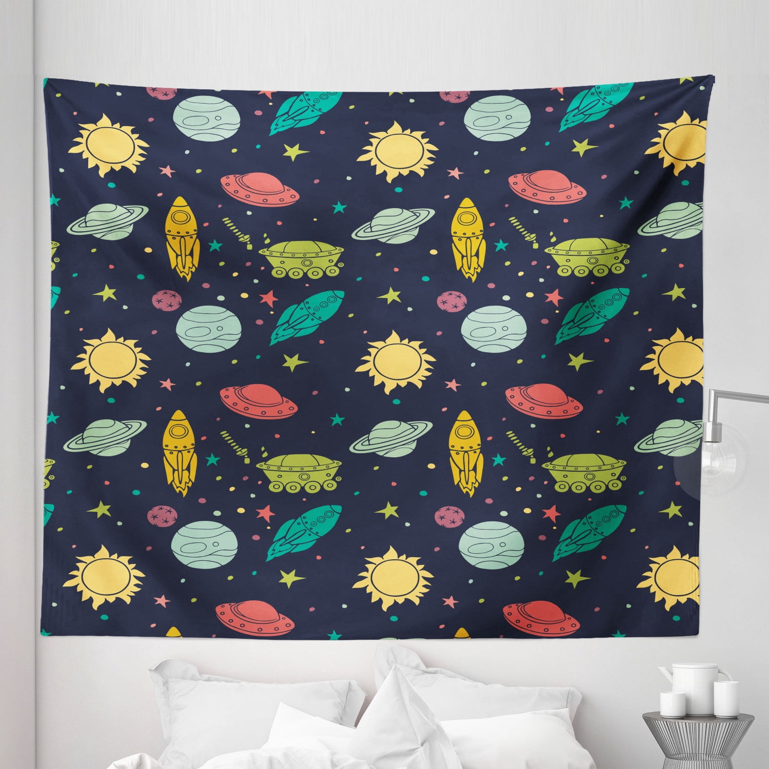 Outer Space Tapestry, Galaxy Themed Image with Stars Planets ...