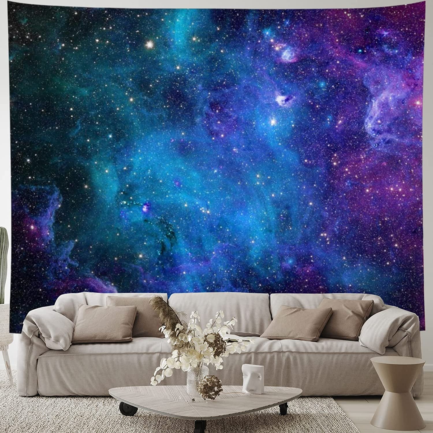 Minhin Blue Star Sky Tapestry Mysterious Nebula Tapestries Wall Hanging ...