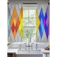 Abstract Splicing Glasses Diamond Chiffon Sheer Curtains 63 Inches Long ...
