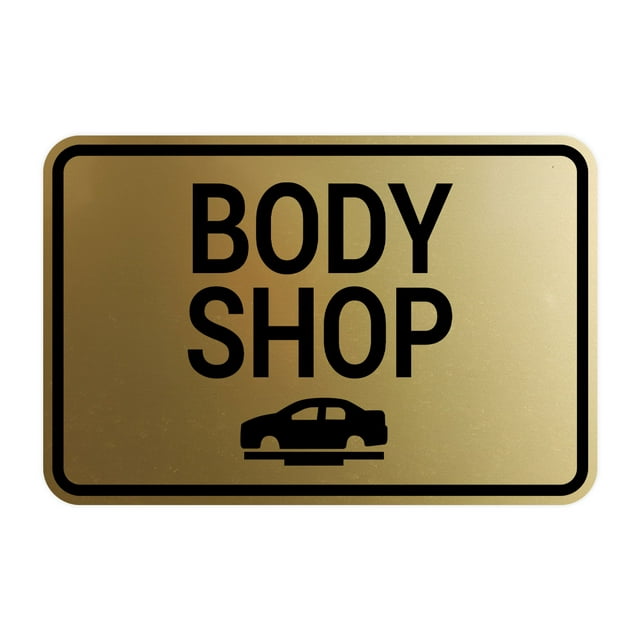 Signs ByLITA Classic Framed Body Shop Sign (Brushed Gold) - Small ...