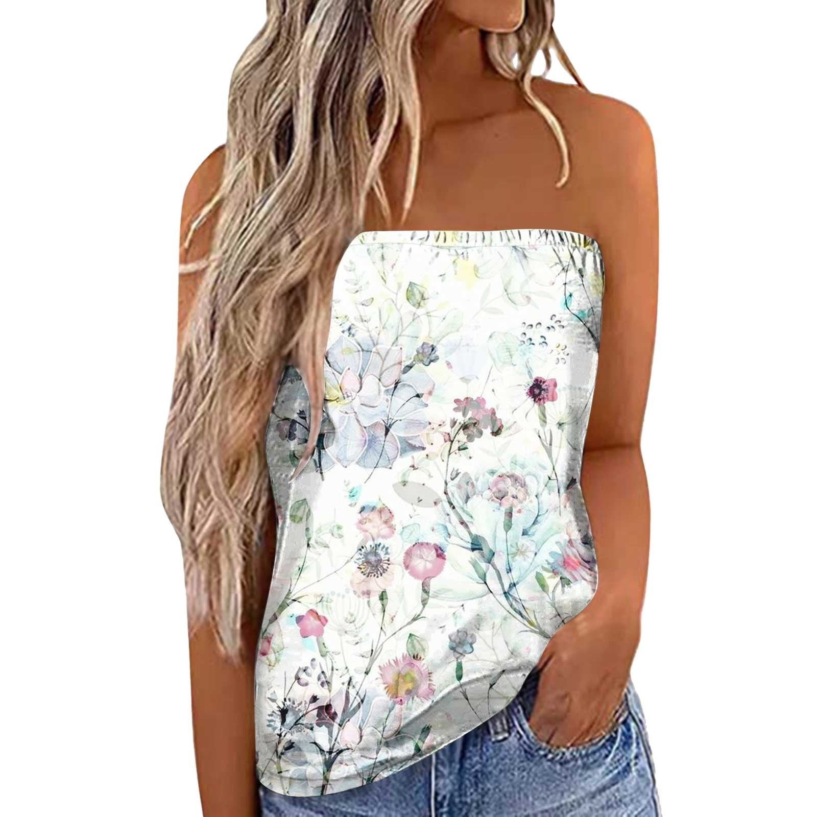 Click here for Xiaowwww Women Print Strapless Bandeau Tank Casual... prices