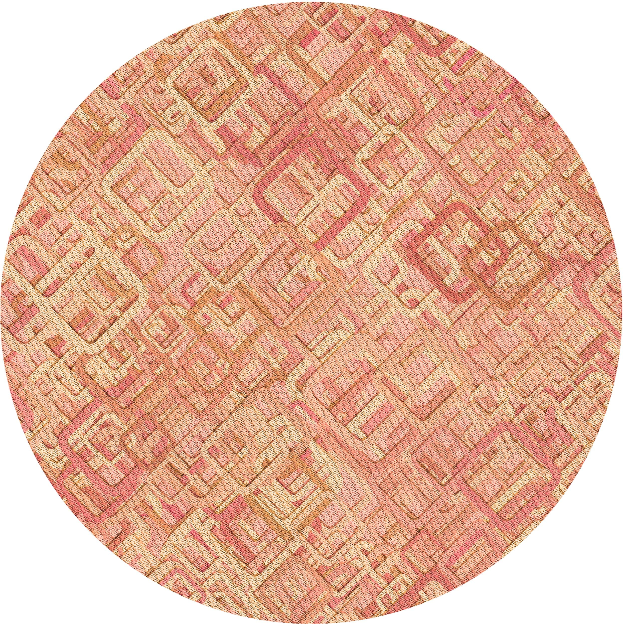Ahgly Company Indoor Round Patterned Bright Orange Area Rugs, 8' Round ...