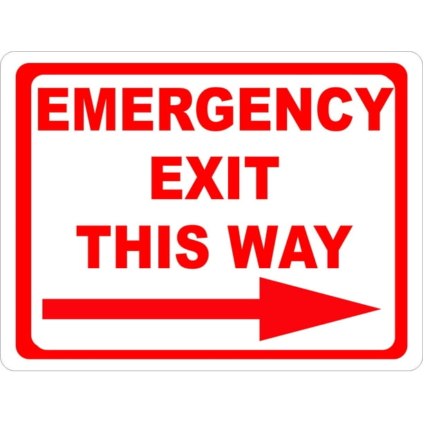 Emergency Exit This Way w/ Right or Left Arrow Sign - Walmart.com