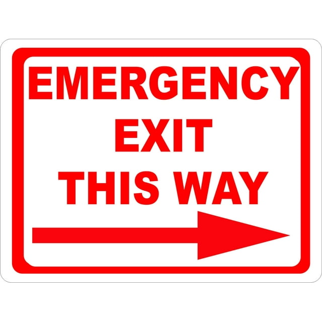 Emergency Exit This Way w/ Right or Left Arrow Sign - Walmart.com