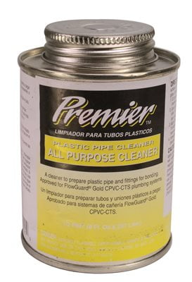 PREMIER® PIPE CLEANER FOR ABS, PVC, CPVC, AND STYRENE, CLEAR, 1 QUART ...