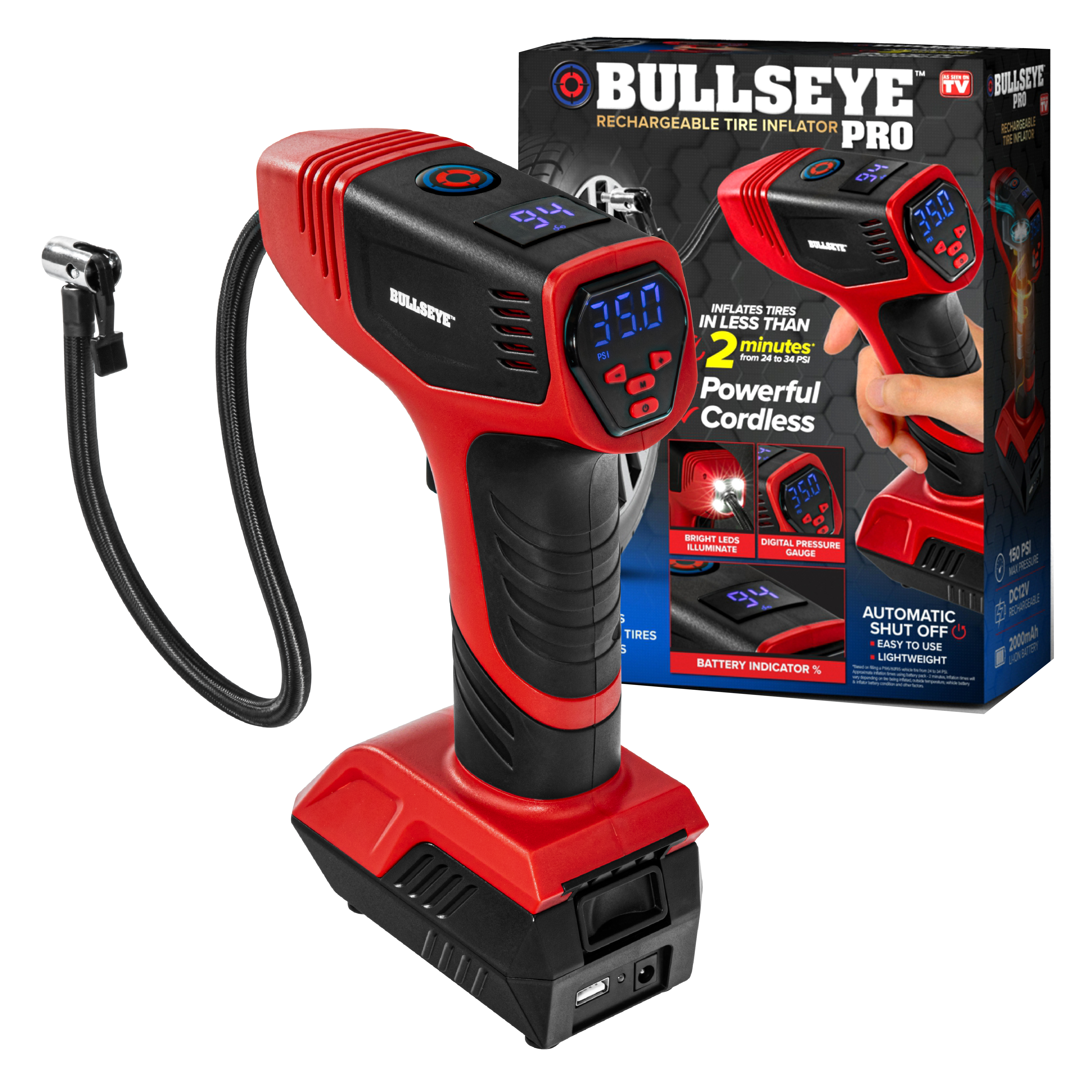 Bullseye Air Inflator Air Compressor Tire Inflator Car Auto Tire Pump Bullseye Air Inflator Air Compressor Tire Inflator Car Auto Tire Pump
