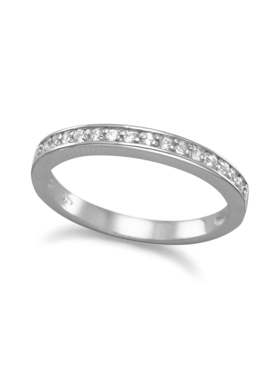 Cubic Zirconia Wedding Band Ring Rhodium on Sterling - Nontarnish ...
