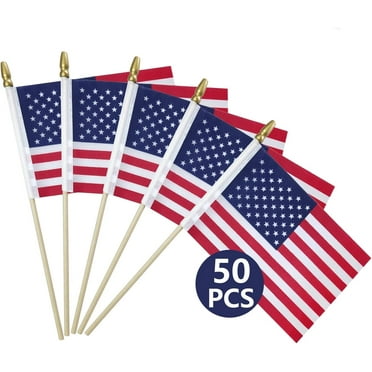 50 Pcs Small American Flags: USA Mini Handheld Decorations, Standard ...