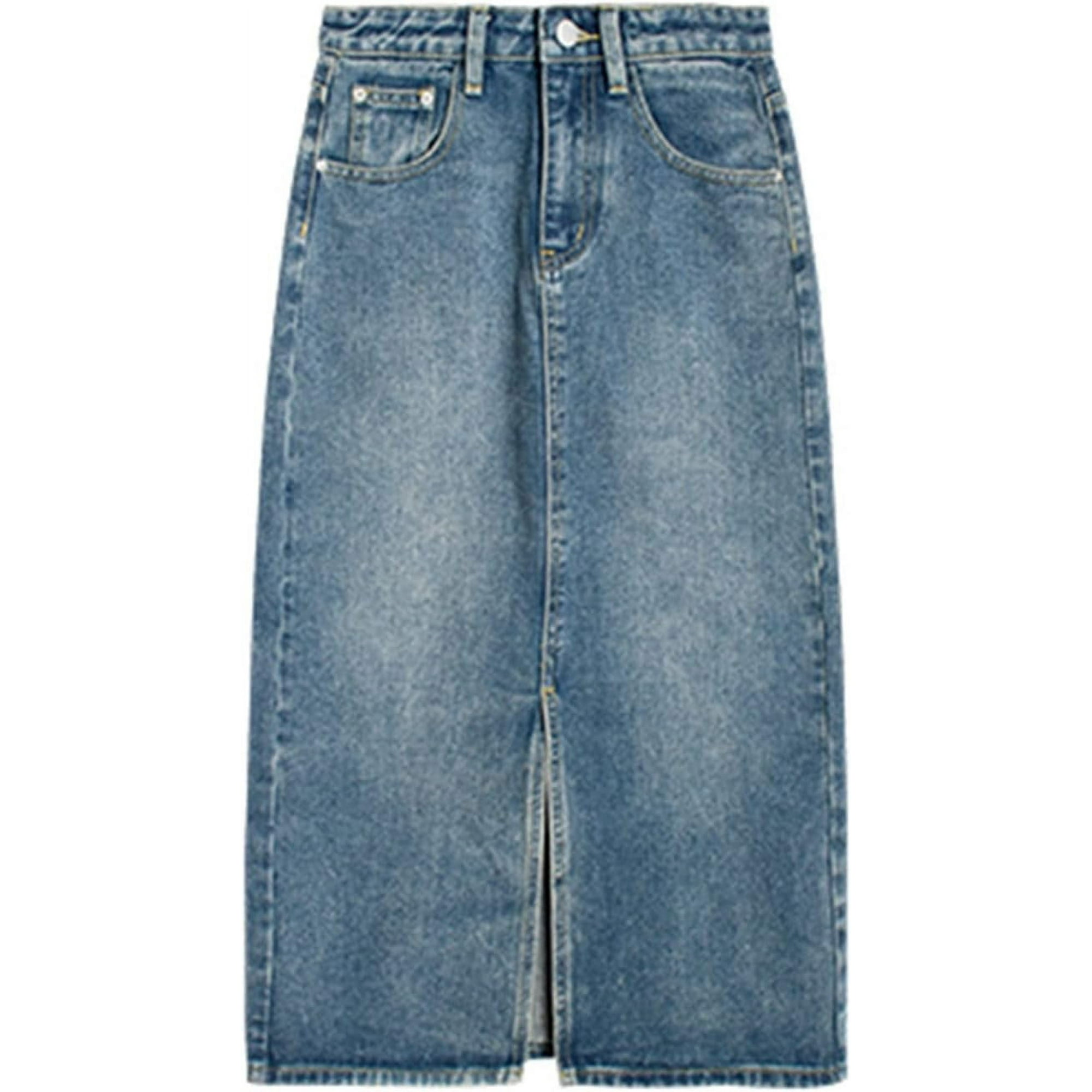 Click here for Oruyrop Summer Casual Front Slit Long Jean Skirt W... prices