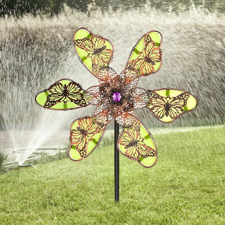 Kinetic Pinwheel Metal Garden Sculpture
