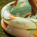 Float Life by Funboy Orange Blossom Inflatable Round 2-Ring Pool, Above ...