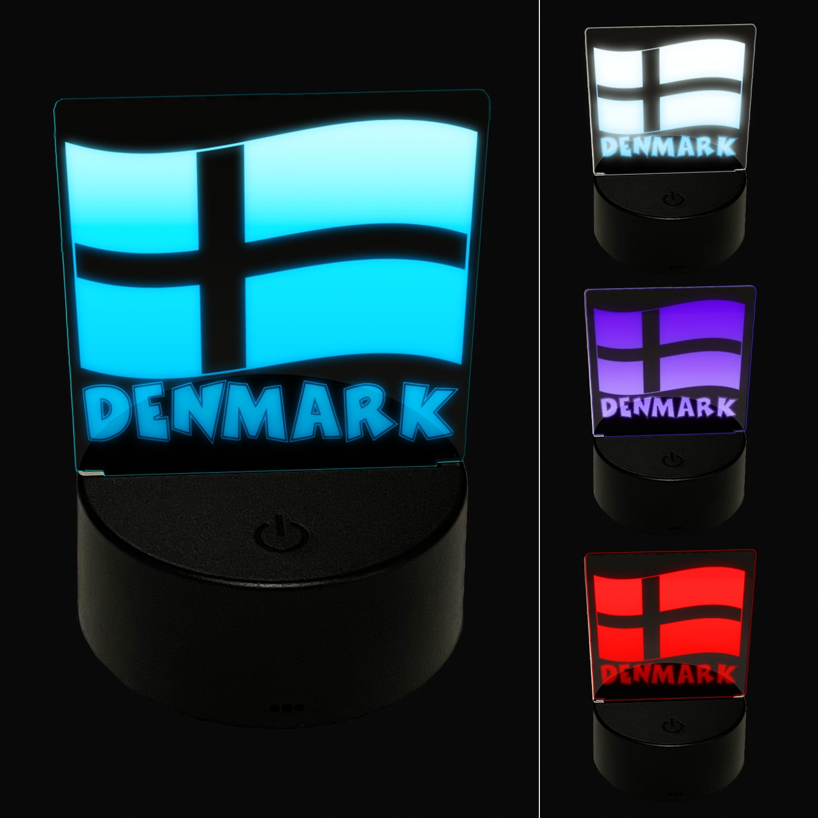 Denmark with Waving Flag Cute LED Night Light Sign 3D Illusion Desk ...
