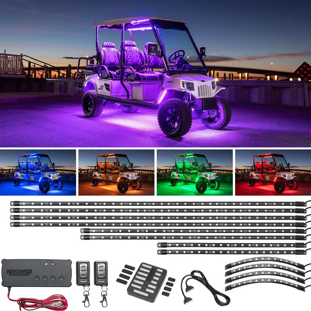 LEDGlow 12pc Million Color LED 6 Seater Limo Golf Cart Underglow ...