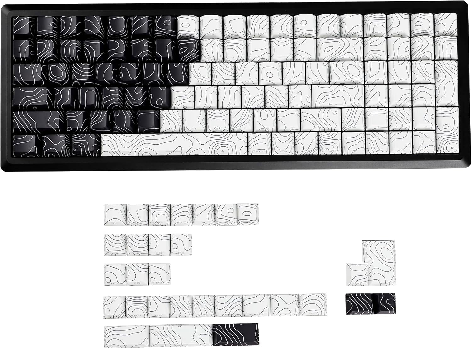 SHIQI-Contour Line Theme Cherry Profile Keycaps Dye Sub Set PBT ...