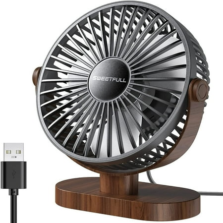 Flywake SWEETFULL 6.4 Inch USB Small Desk Fan, 3 Speed Quiet Portable ...