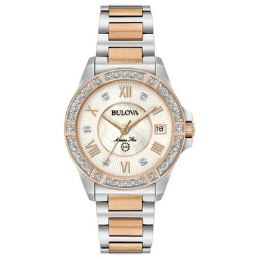 Bulova Women's Marine Star Diamonds Blue Mother of Pearl Watch 96R215 ...