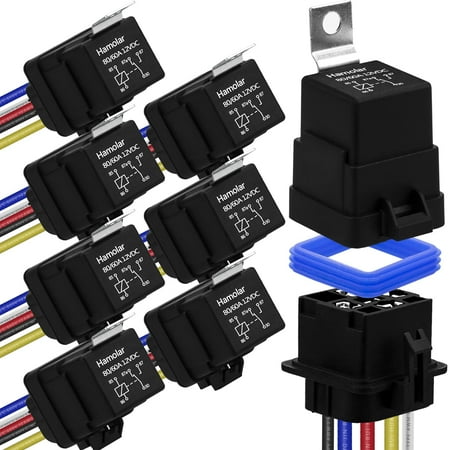Hamolar 8 Pack 80/60 AMP Waterproof Car Relay and Harness - Heavy Duty ...