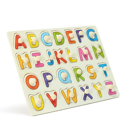 Wooden Alphabet ABC Peg Jigsaw Puzzle Toy Toddlers Early Learning ...