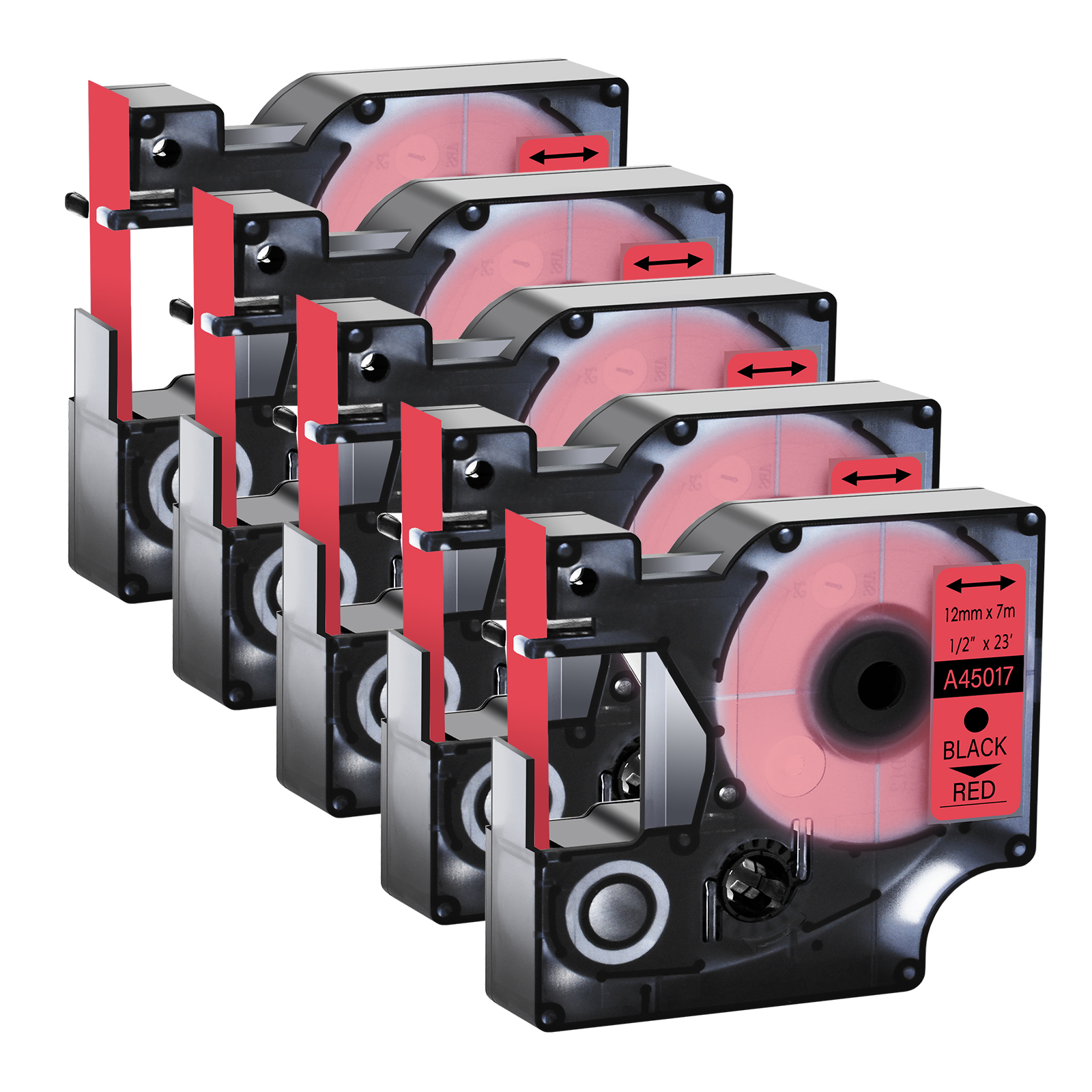 GREENCYCLE 5PK Compatible for DYMO D1 Label Tape 45017 12mm Black on ...