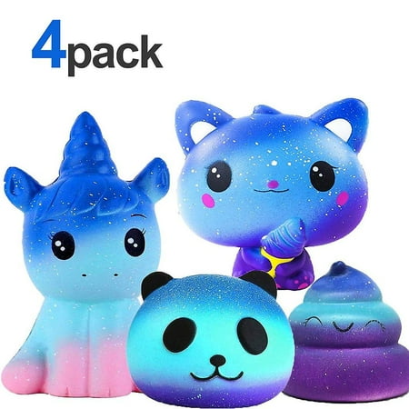 4 Psc Squishy Figet Toy Unicorn Cat Poop Panda For Kids Girls Boys ...