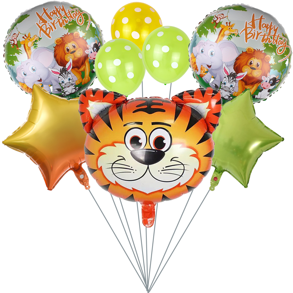 Tiger Balloon Bouquet with Large Tiger Shaped Balloon Polka Dot Latex ...