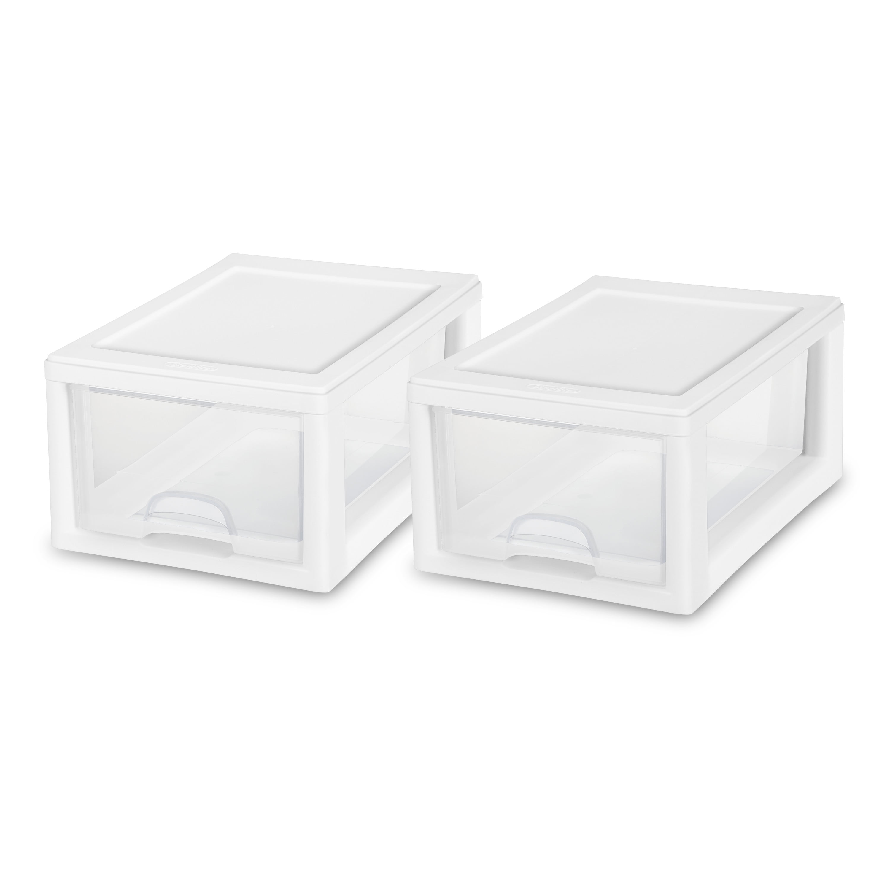 Sterilite 1 5 Gallon Stacking Plastic Drawer Chests White 2 Count