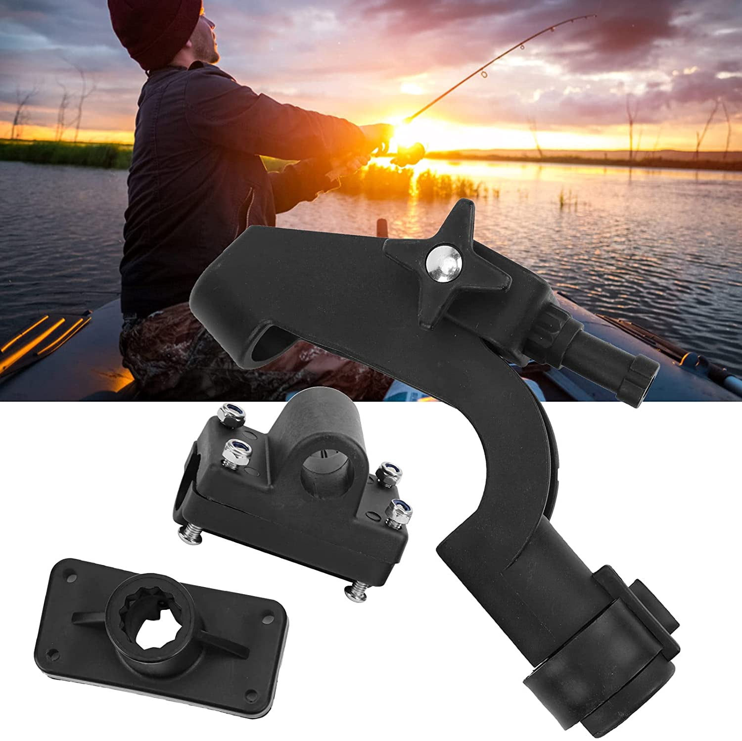 Fishing Rod Clamp, 360° Multi?Speed Rotation Fishing Boat Rod Stand ...