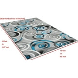 Spiral/Swirls Modern Contemporary Hand Carved Area Rug-Silver/Turquoise ...