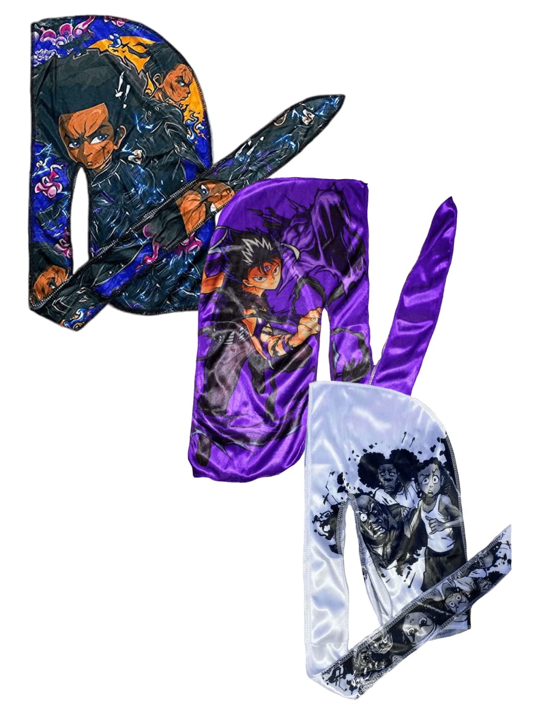 Silky Anime Durag Trinity - 3pcs Set Durag with Long Tails and ...