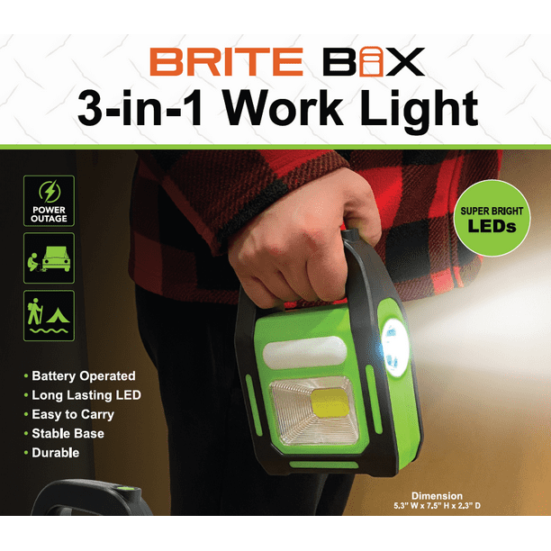 Brite Box - 3-in-1 Work Light - Battery Operated, Long Lasting LED ...