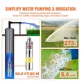 Solar Water Pump 48V 369W, DC Deep Well Submersible Pump 8.4 GPM, 273ft ...