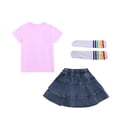 Boys Girls Clothes 3 Piece Sets Short Sleeve Shirt Denim Skirts Knee ...