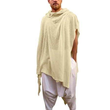 INCERUN Men's Irregular Stitching Hooded Ponchos Capes Cloak Coats ...