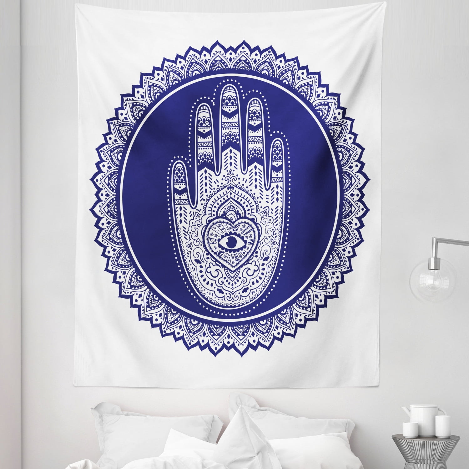 Hamsa Tapestry, Middle Eastern Mandala Motif with Oriental Hand Design ...
