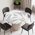 Grey Palm Tree Round Fitted Table Cover Summer Tropical Beach Country ...