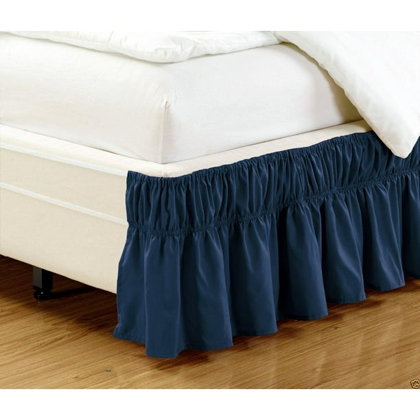Wrap Around Dust Ruffle Cotton Blend Bed Skirt 14 Inch Drop Queen