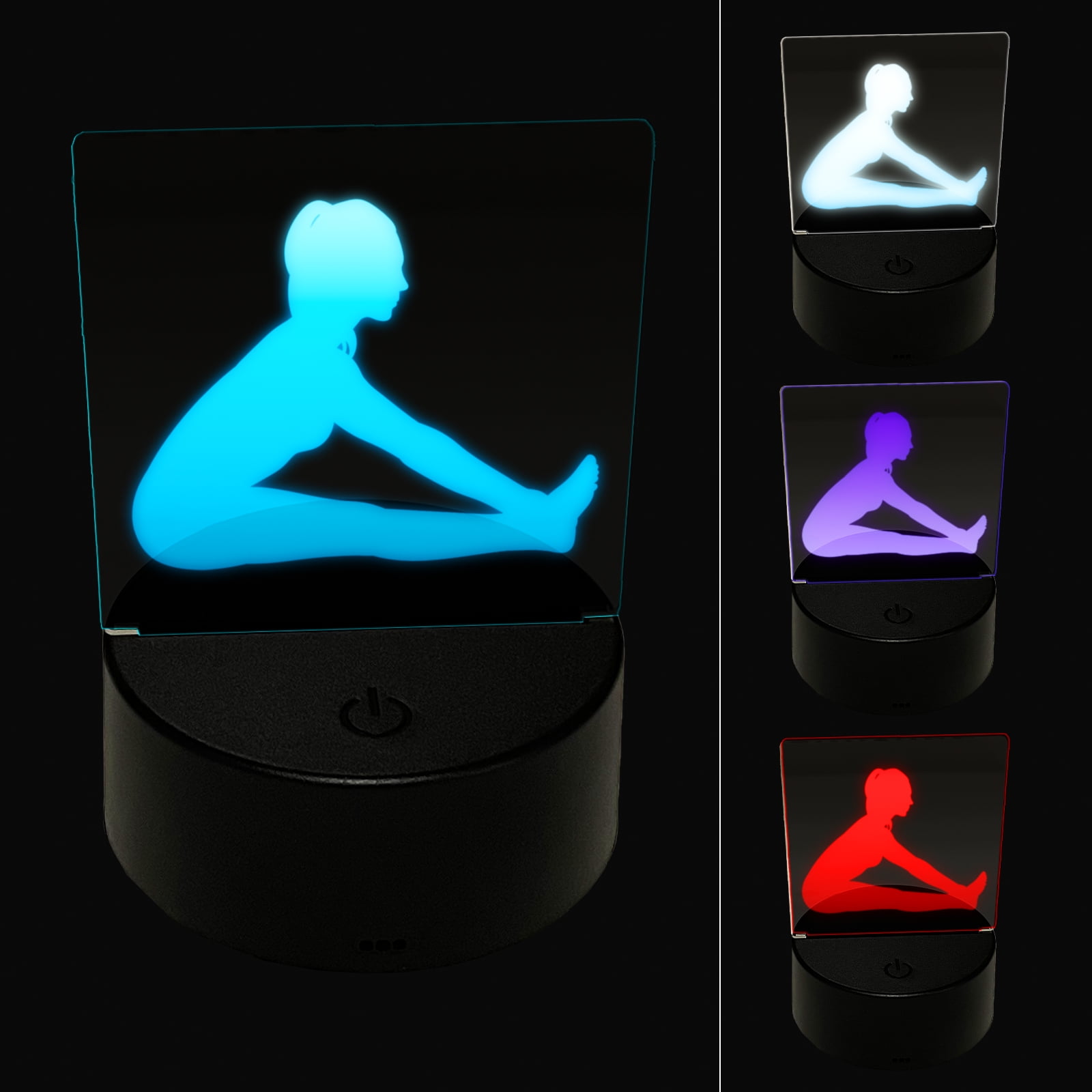 Yoga Seated Forward Bend Pose LED Night Light Sign 3D Illusion Desk ...