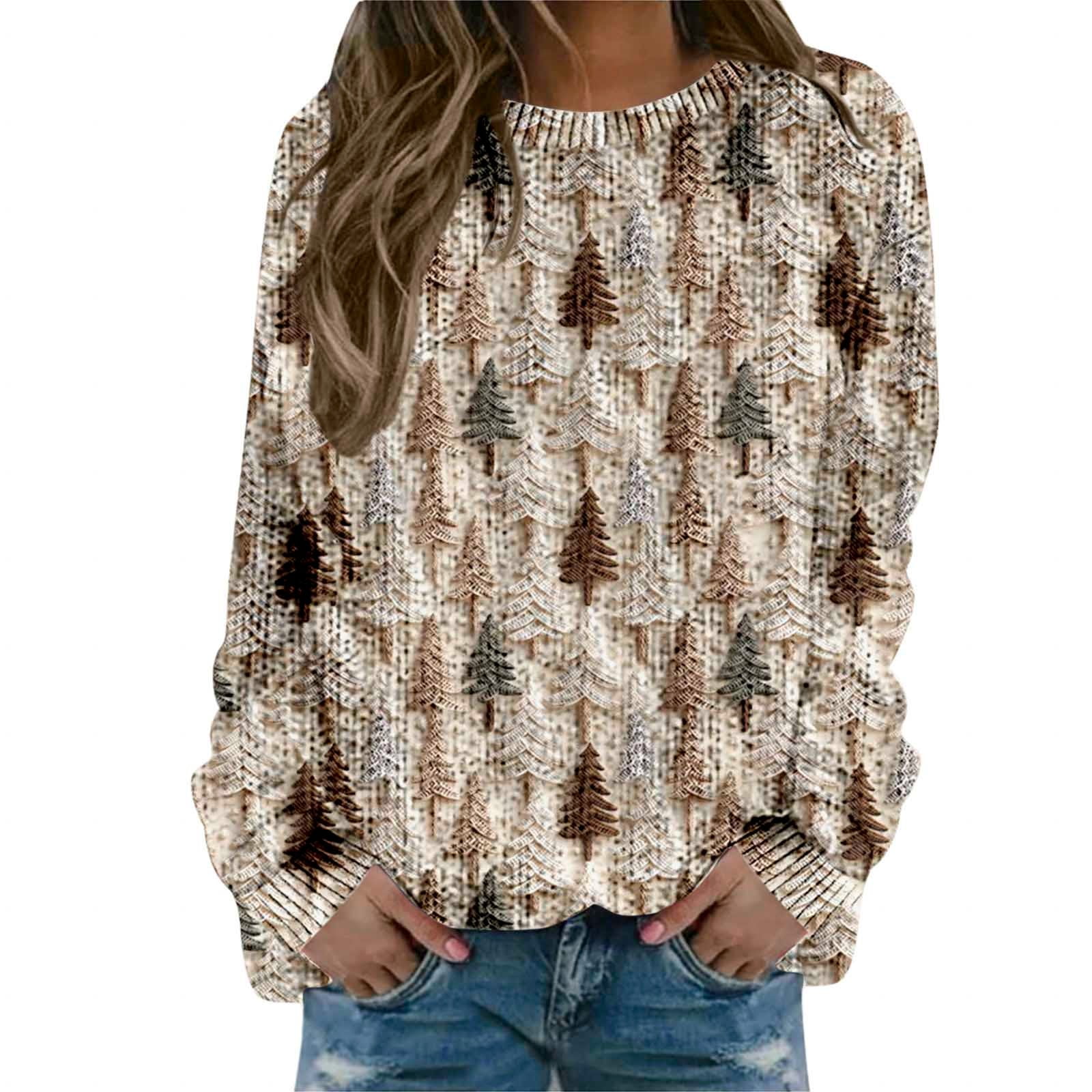 Shadoumai Chandails de Noël Laids Joyeux Manches Longues Chandail ...