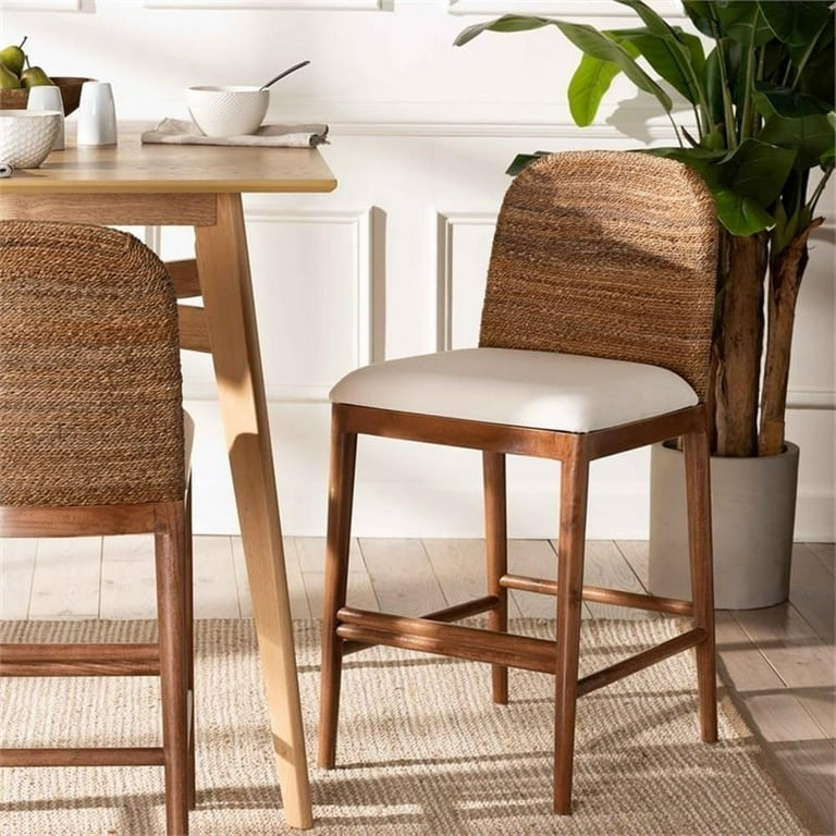 Pemberly Row Natural Seagrass and Acacia Wood Counter Stool Walmart
